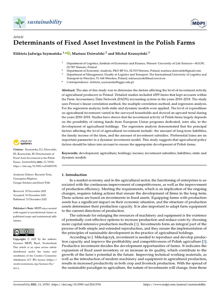 Determinants of Fixed Asset Investment I | PDF
