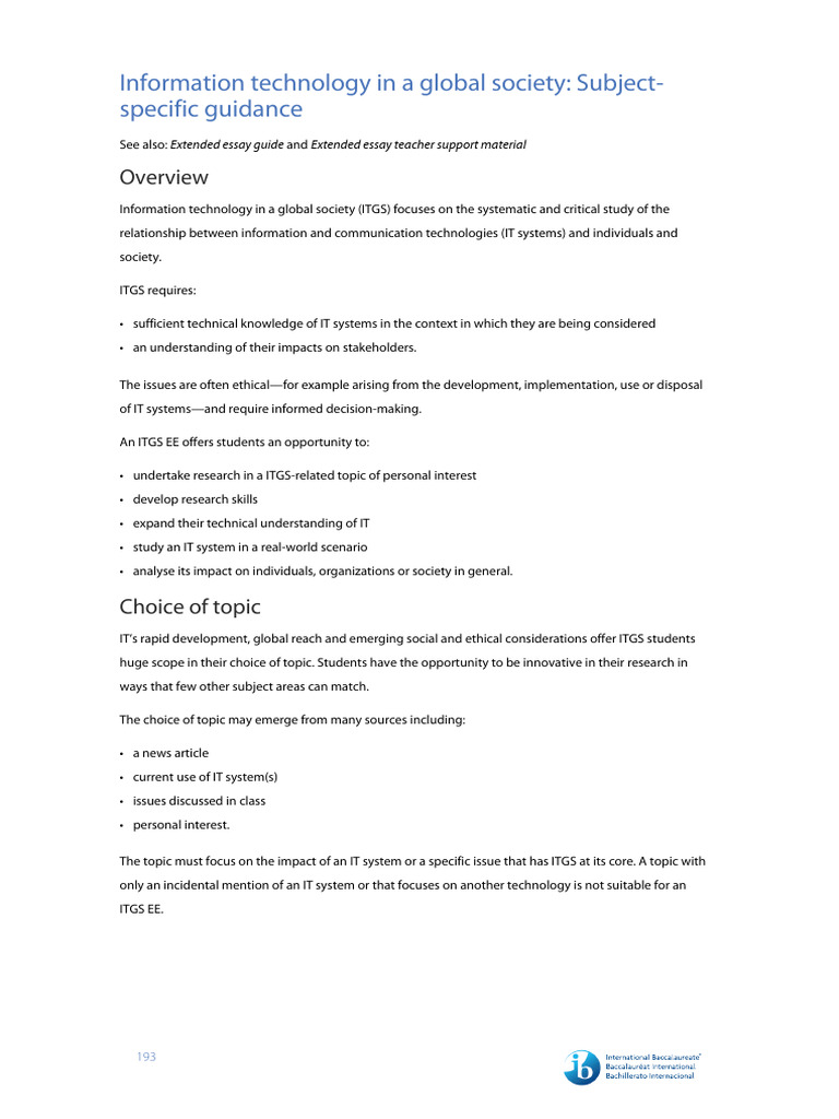 ITGS EE Subject Guide | PDF