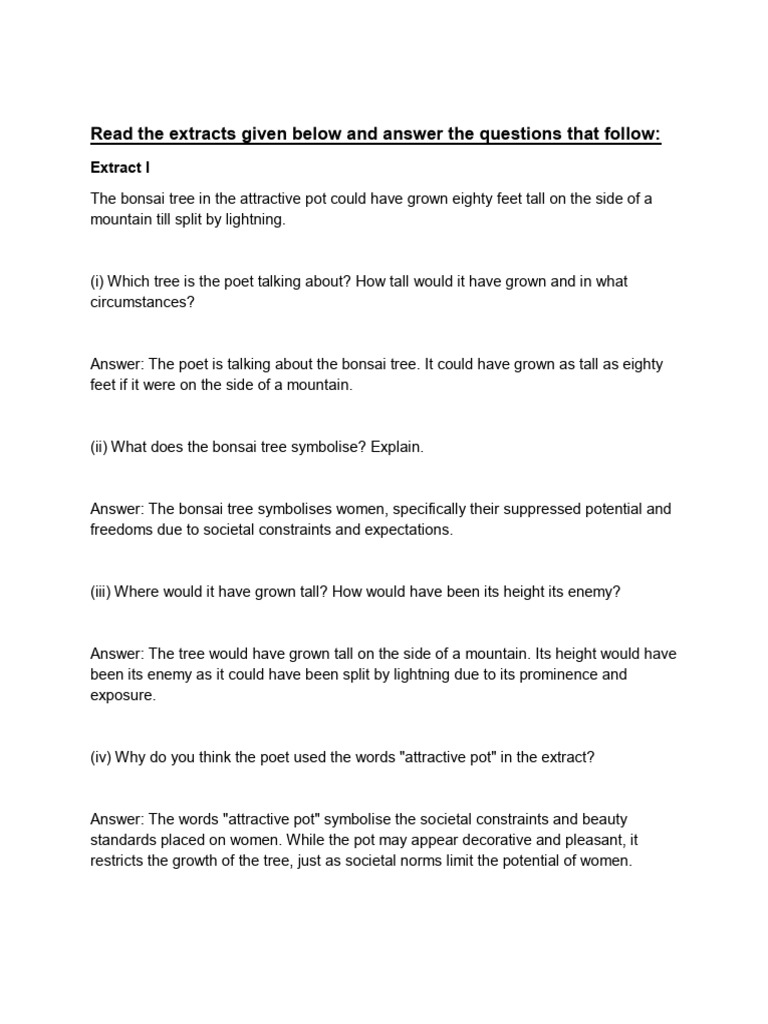 A Work of Artifice (Question and Answers) | PDF | Trees