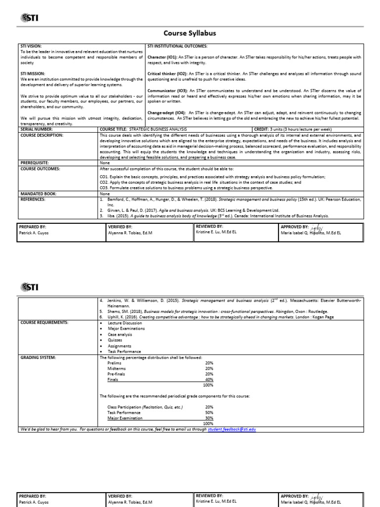 Strategic Business Analysis | PDF