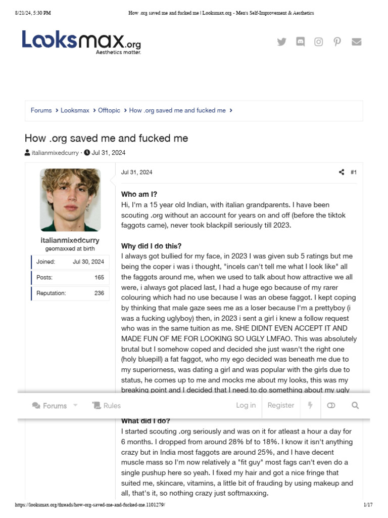 How .Org Saved Me and Fucked Me - Looksmax - Org - Men's Self-Improvement & Aesthetics | PDF