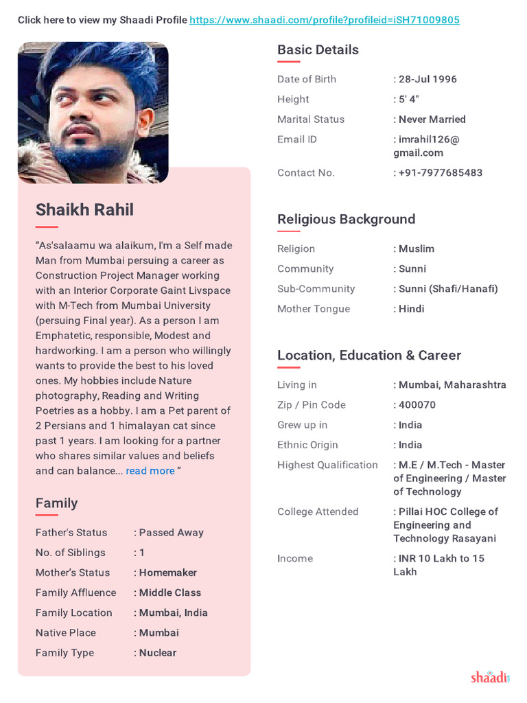 Shaikh Biodata | PDF