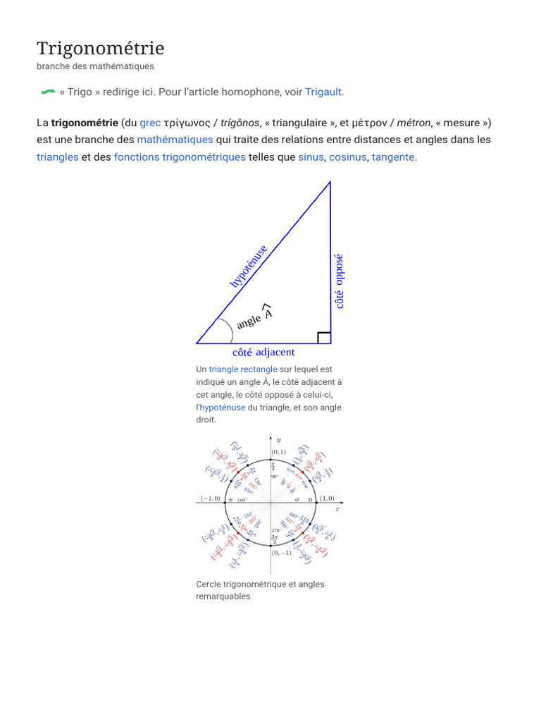 Trigonométrie - Wikipédia | PDF