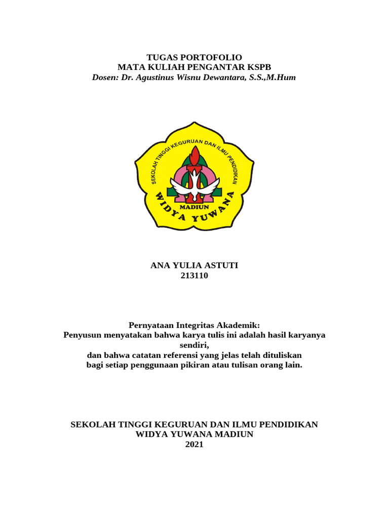 Tugas Portofolio Pengantar KSPB | PDF