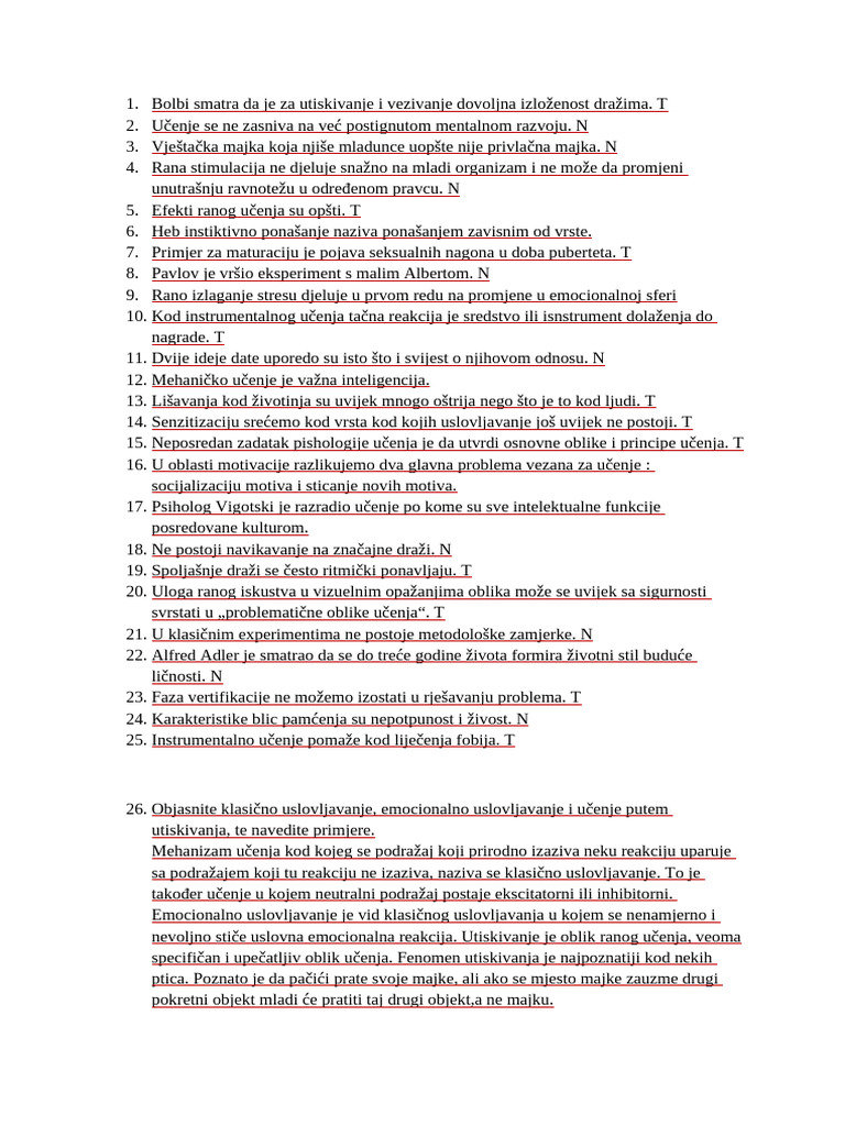 Ispit Učenje I Pamćenje | PDF