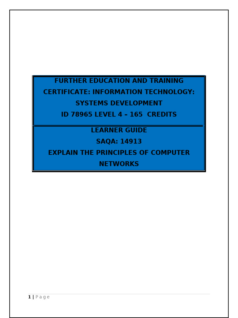 SAQA - 14913 - Learner Guide | PDF