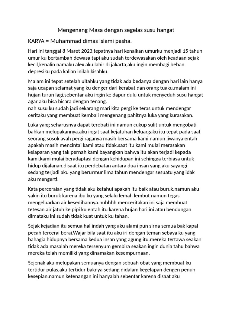 Mengenang Masa Dengan Segelas Susu Hangat Pdf