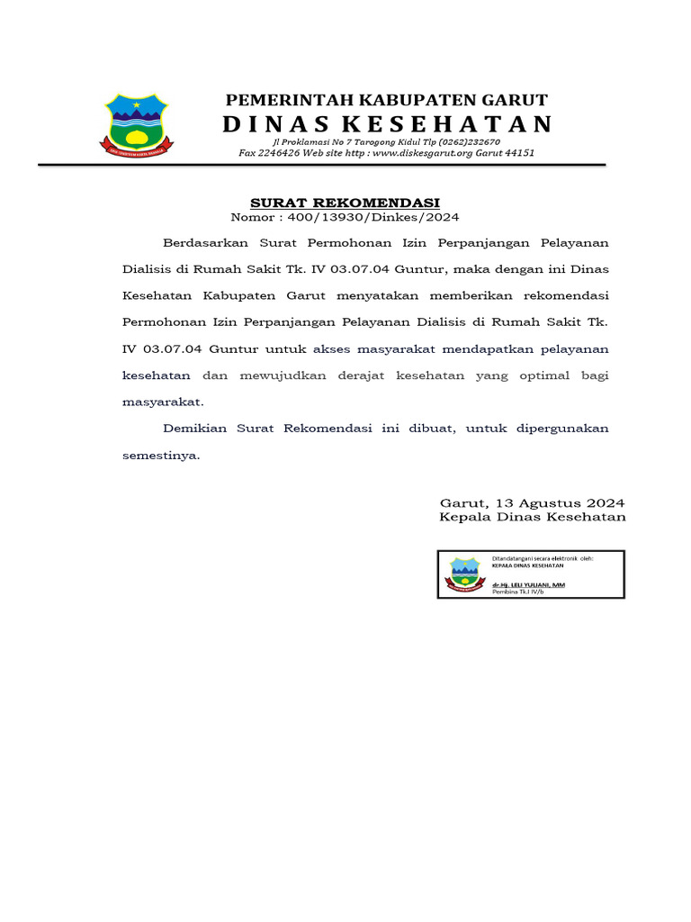 Rekom Dialisis RS Guntur - Sign | PDF