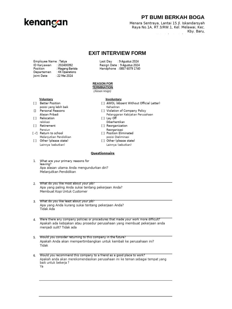 Exit Interview1 | PDF