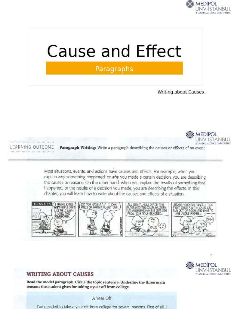 Cause and Effect Paragraphs - Writing About Causes | PDF