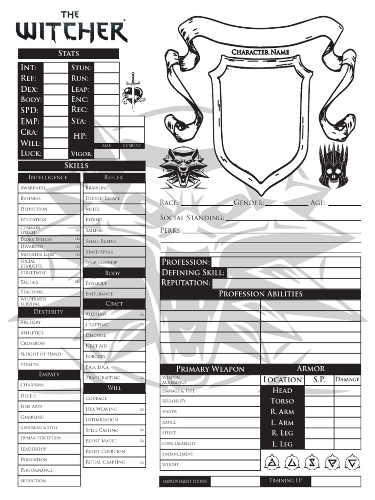 The Witcher Custom Character Sheet | PDF