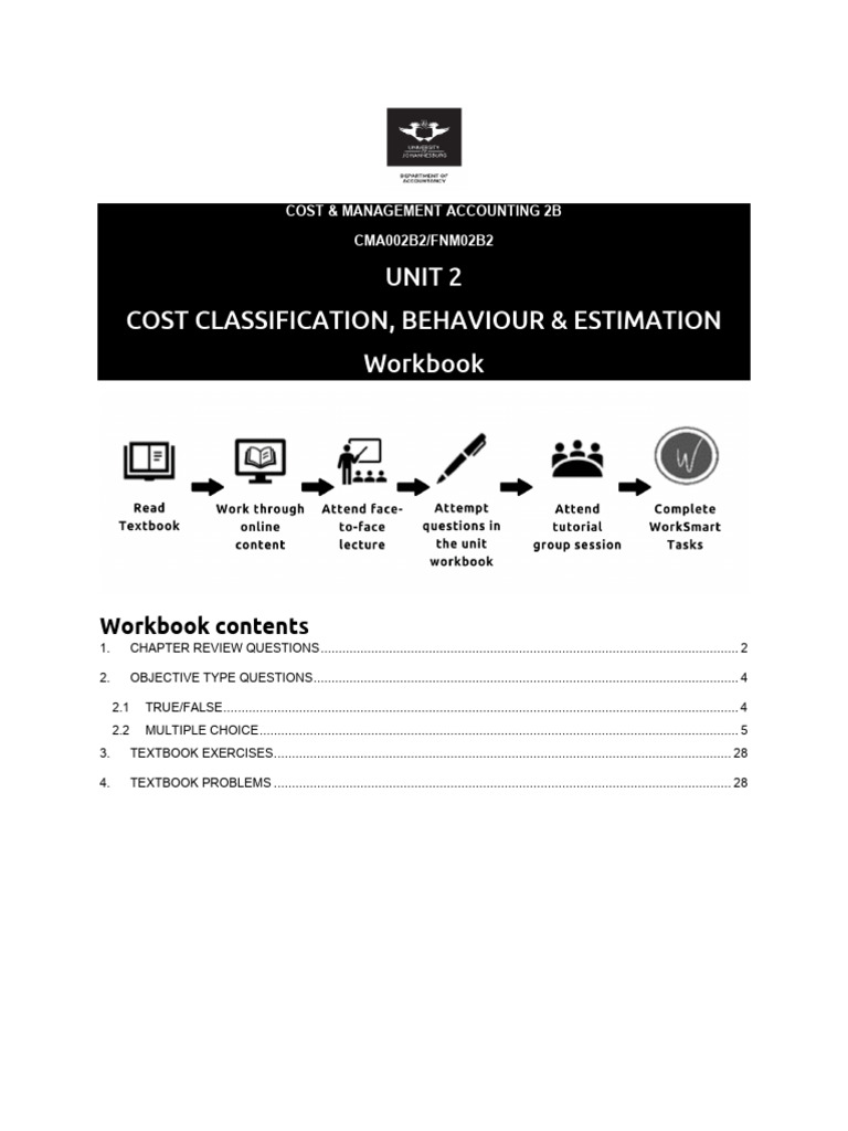 2B - Unit 2 - Cost Classification Behaviour Estimation - Workbook | PDF