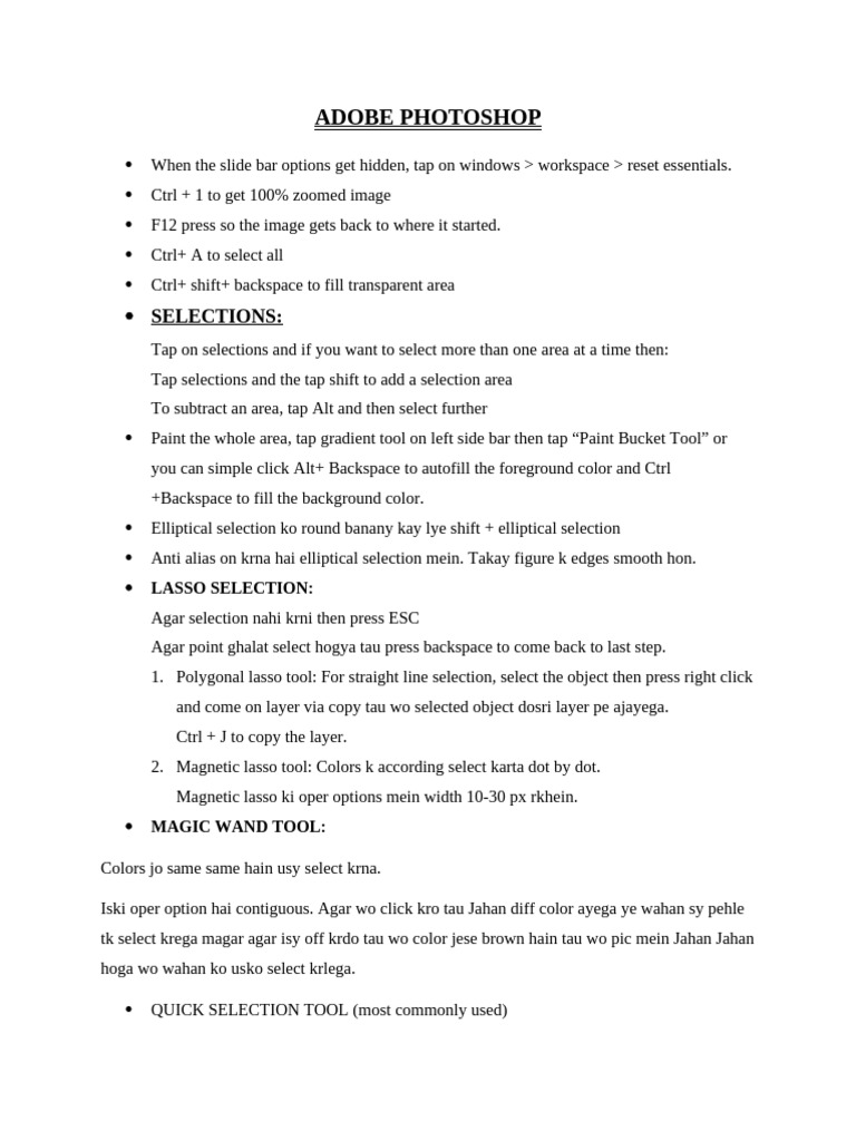 Adobe Photoshop Notes | PDF