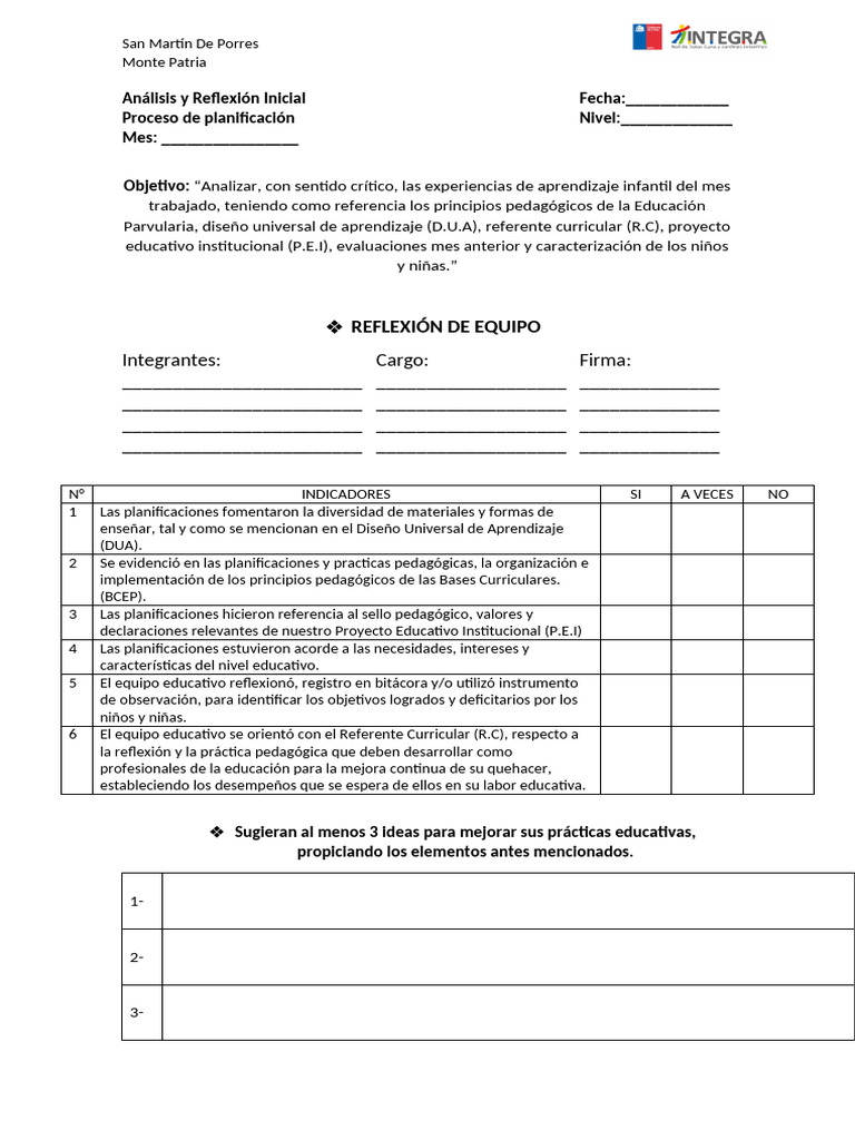 Reflexion Inicial Del Periodo de Planificacion .Y Caracterizacion Individual y Grupal | PDF