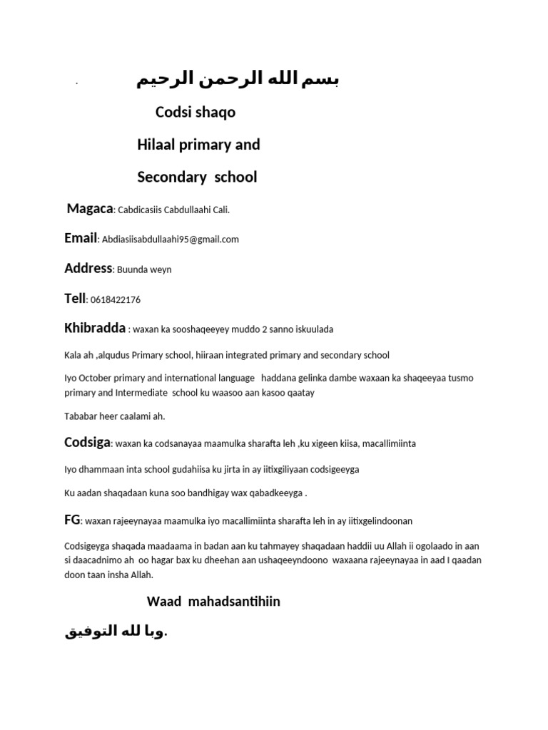 Cv Codsi Shaqo | PDF