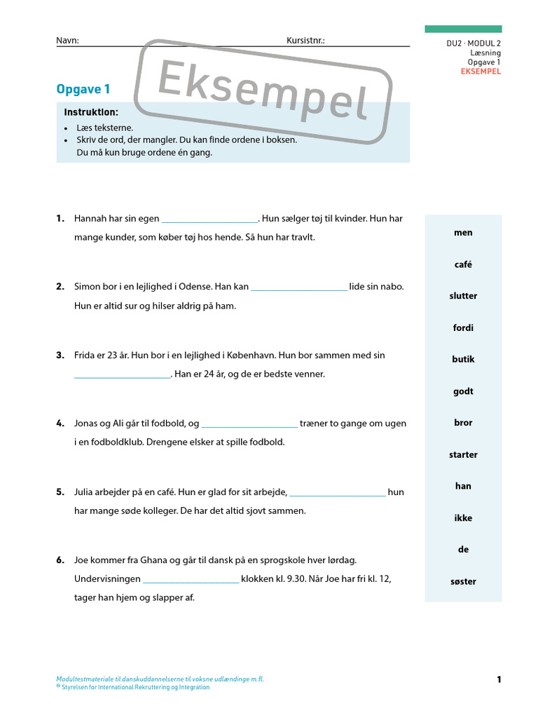 Eksempel Du22 Laesning Opgave 1 | PDF