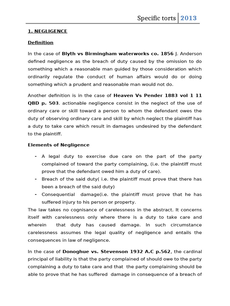 NEGLIGENCE | PDF
