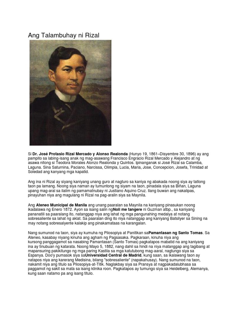 Talambuhay Ni Jose Rizal Talambuhay Ni Jose Rizal