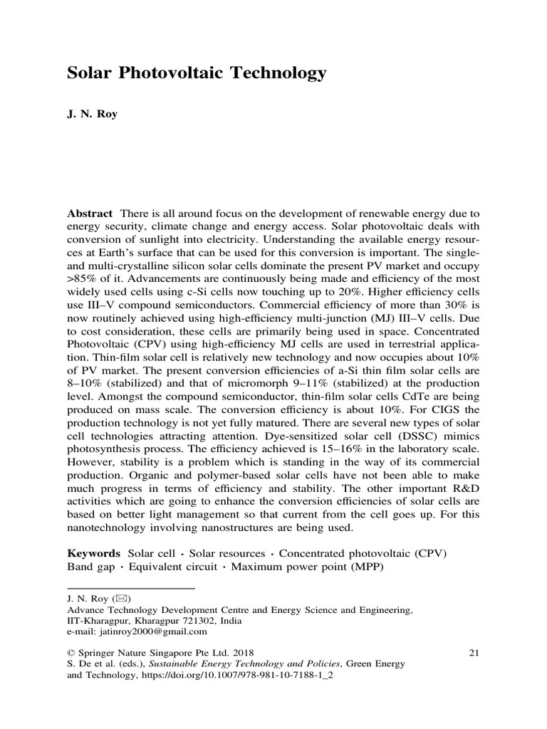 Solar Cell Technology | PDF