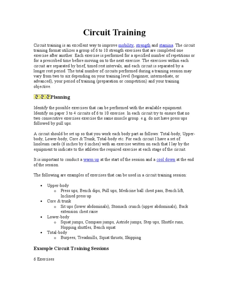 Circuit Training | PDF | Strength Training | Hobbies