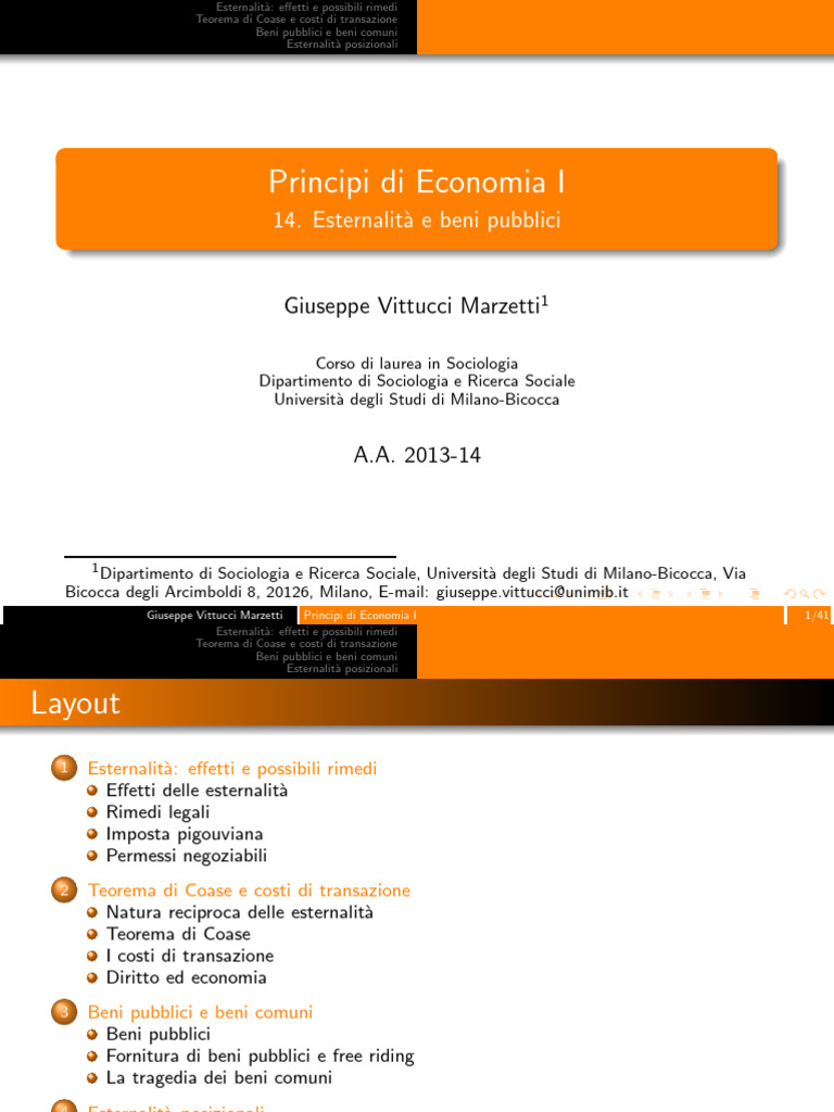 Slide 14. Esternalità e Beni Pubblici | PDF
