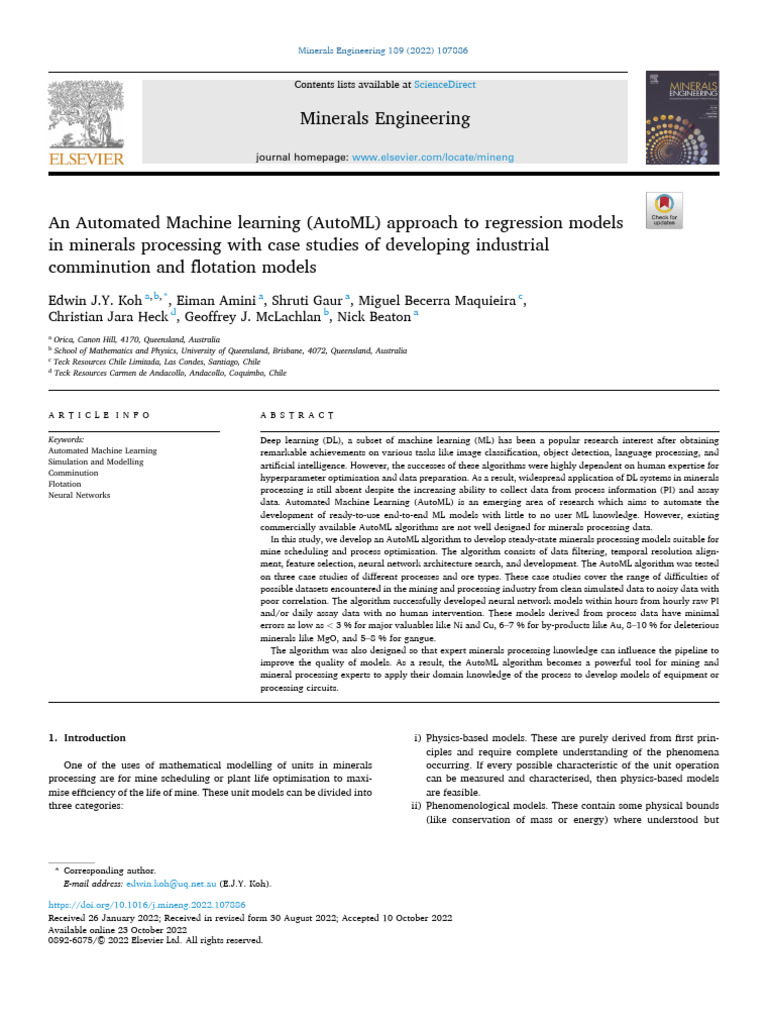 Comminution and Flotation Models | PDF