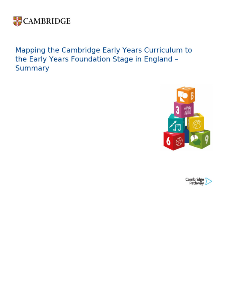 Cambridge EY England EYFS Mapping Summary International | PDF