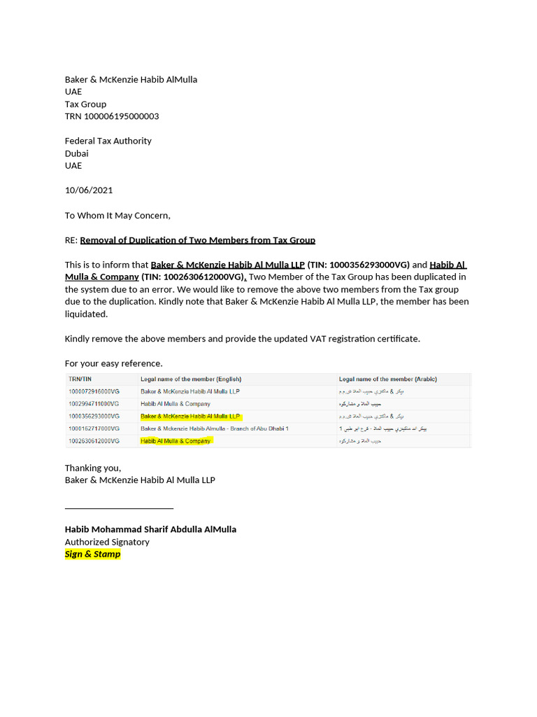 Duplication of Member Removal Request Letter | PDF