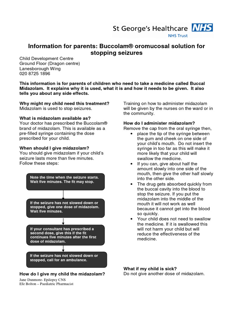 Information For Parents: Buccolam® Oromucosal Solution For Stopping ...