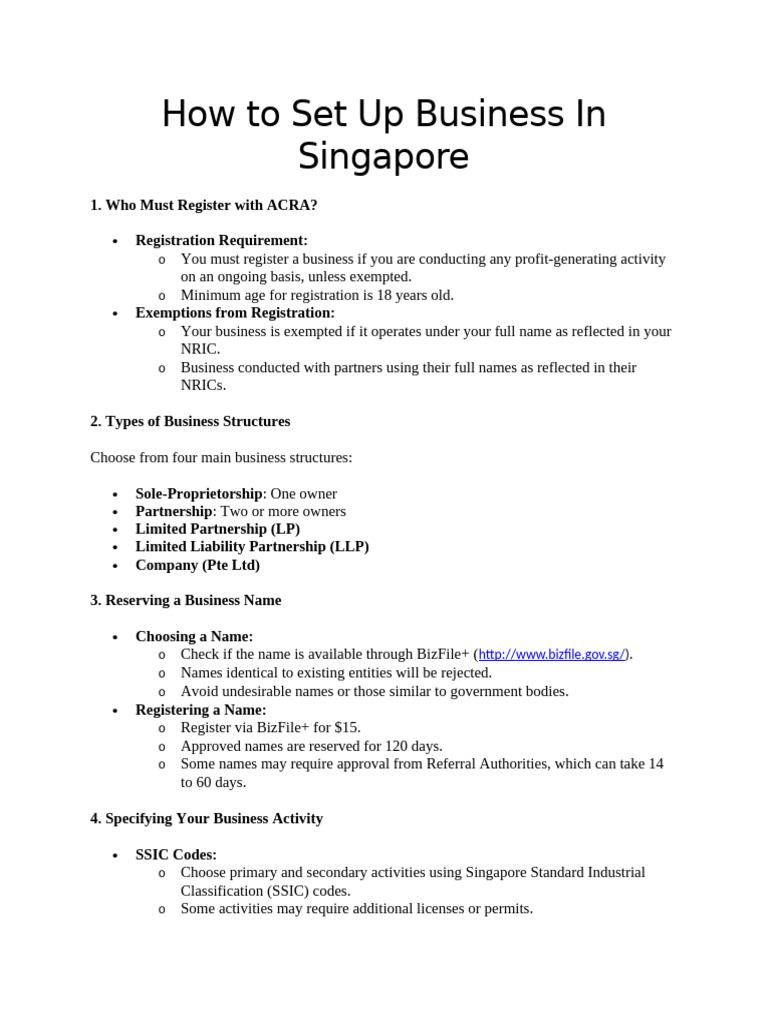 Start Business Singapore | PDF