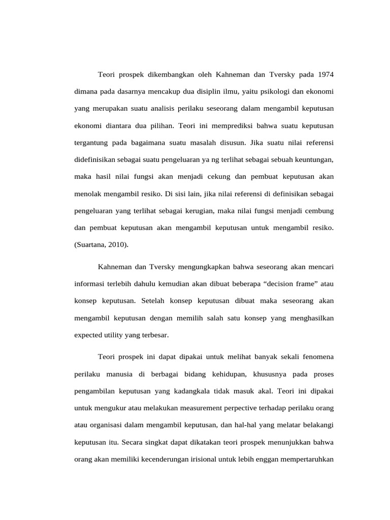 Contoh Teori Prospek | PDF