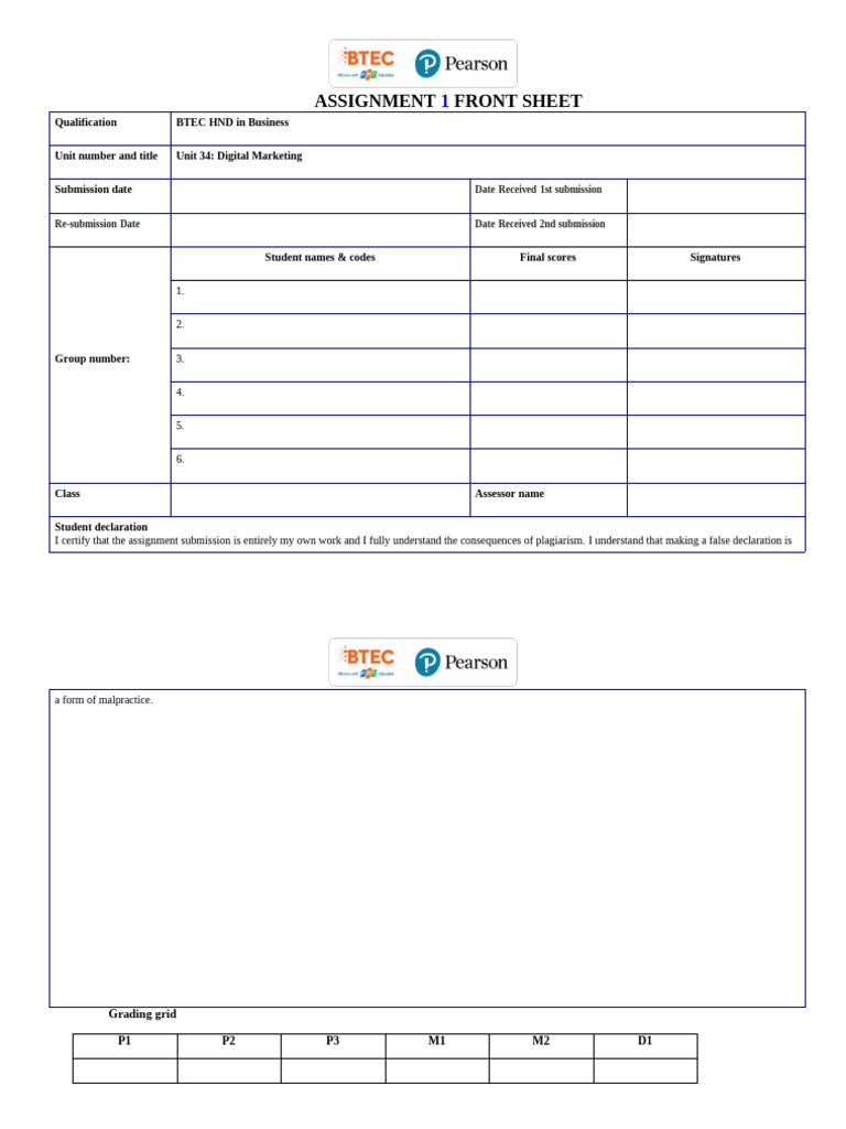 Assignment Front Sheet | PDF