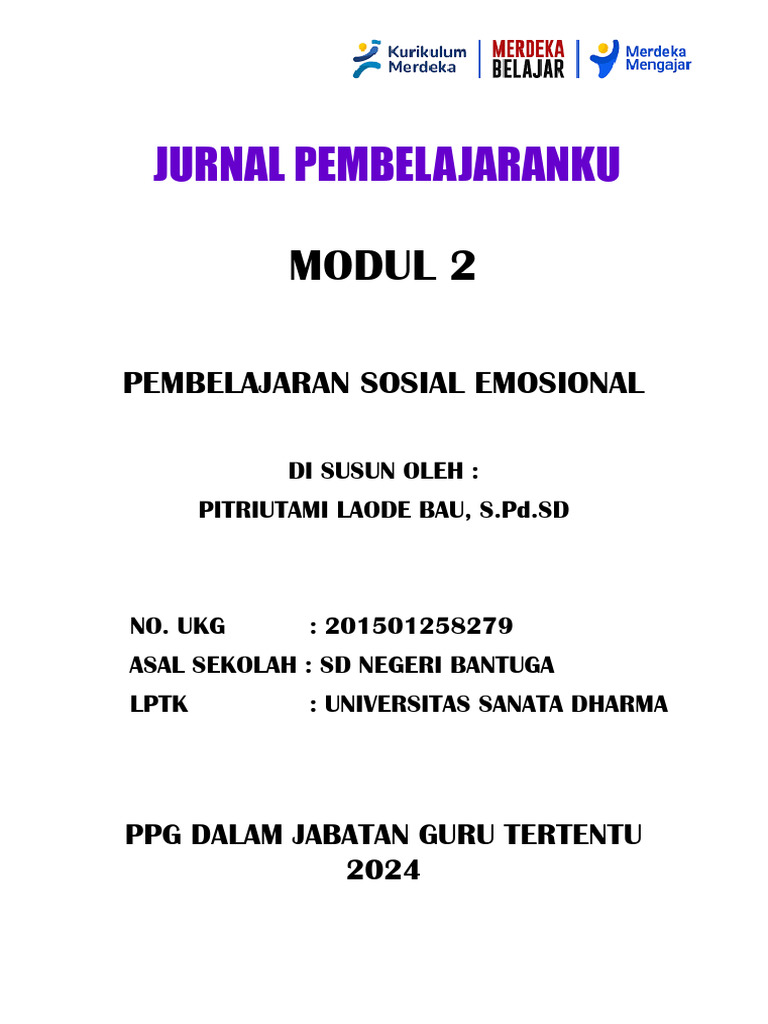 Modul 2 Jurnal Pembelajaran Ku - PEMBELAJARAN SOSIAL EMOSIONAL - Pitriutami Laode Bau | PDF
