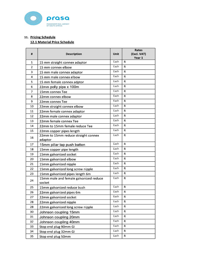 Pricing Schedule | PDF