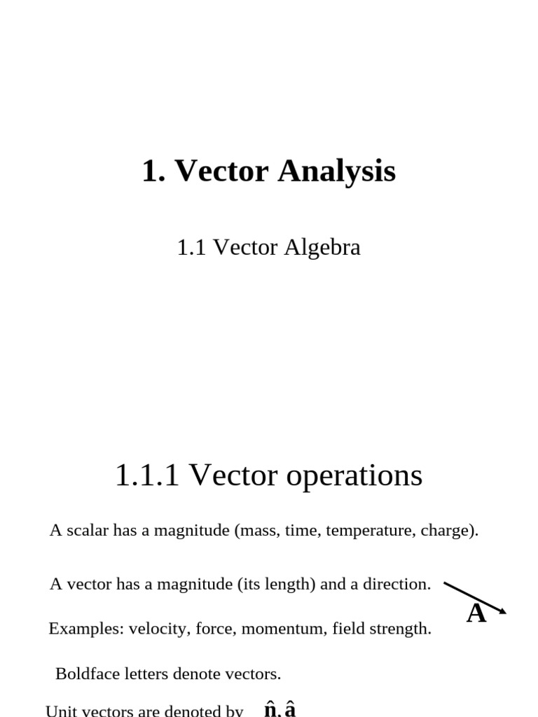 Vector Analysis and Operations Guide | PDF | Euclidean Vector | Linear ...