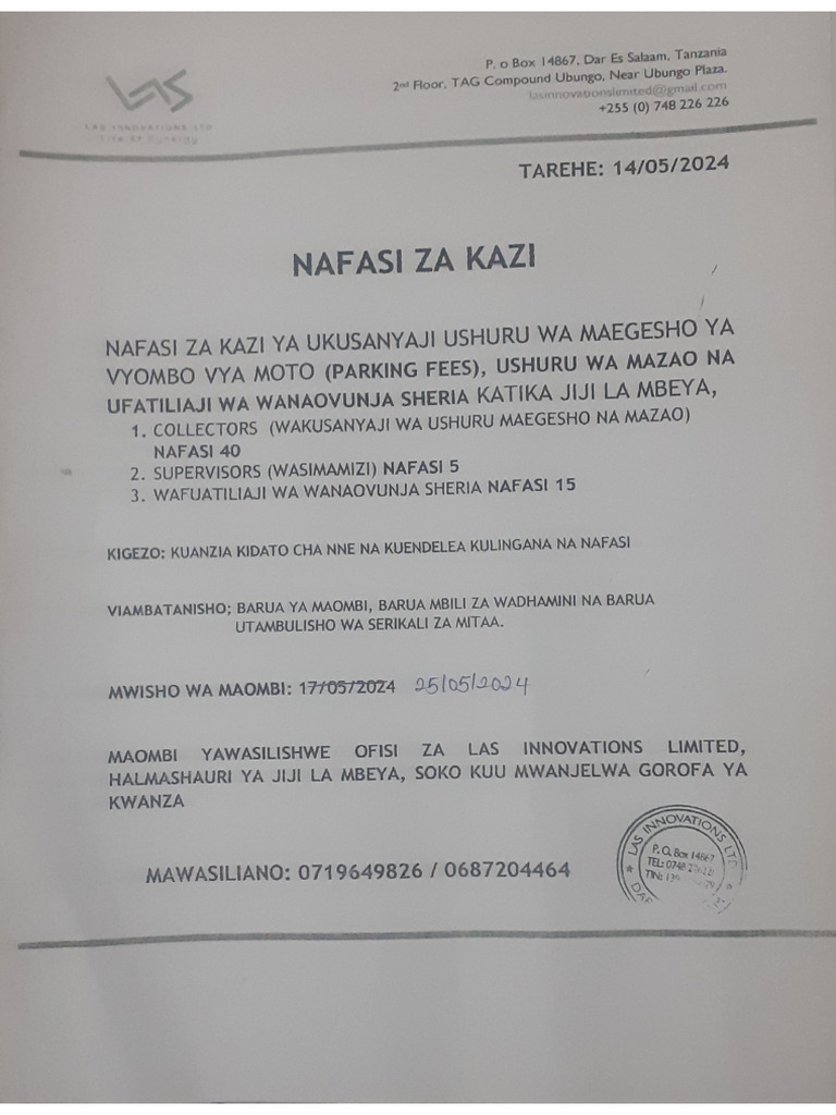 Nafasi Za Kazi Pdf