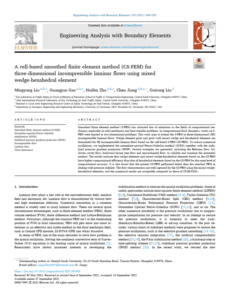 A Cell Based Smoothed Finite Element Method Cs Fem For Three Dimensional Incompressible