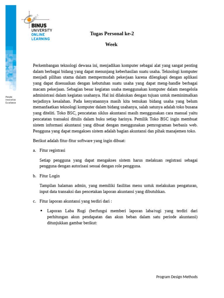 Tugas Personal Ke-2 Week: Program Design Methods | PDF