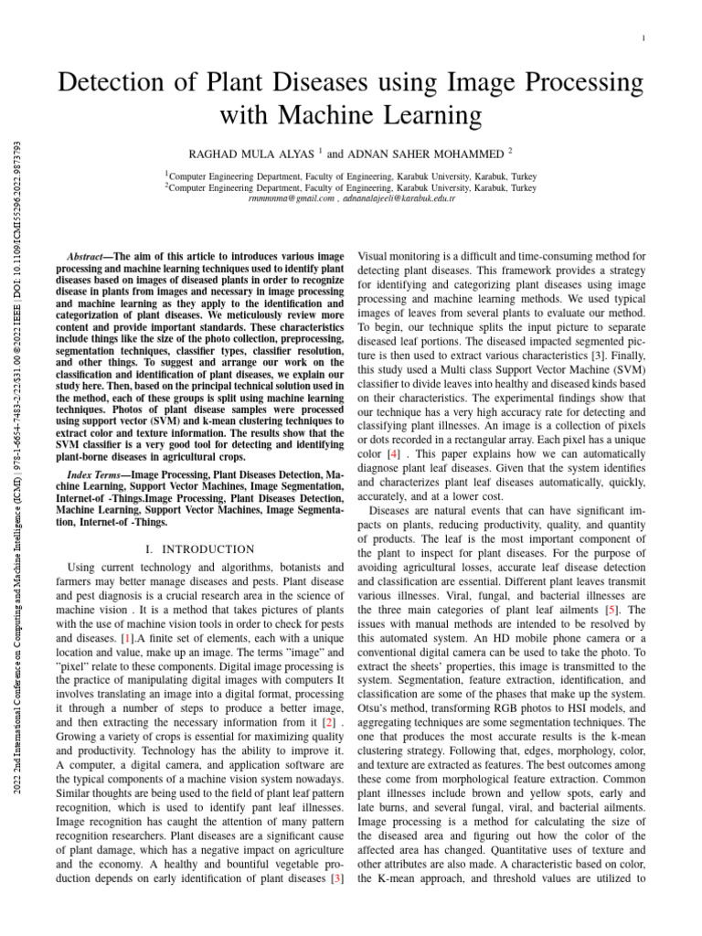Detection of Plant Diseases Using Image Processing With Machine ... Detection of Plant Diseases Using Image Processing With Machine ...