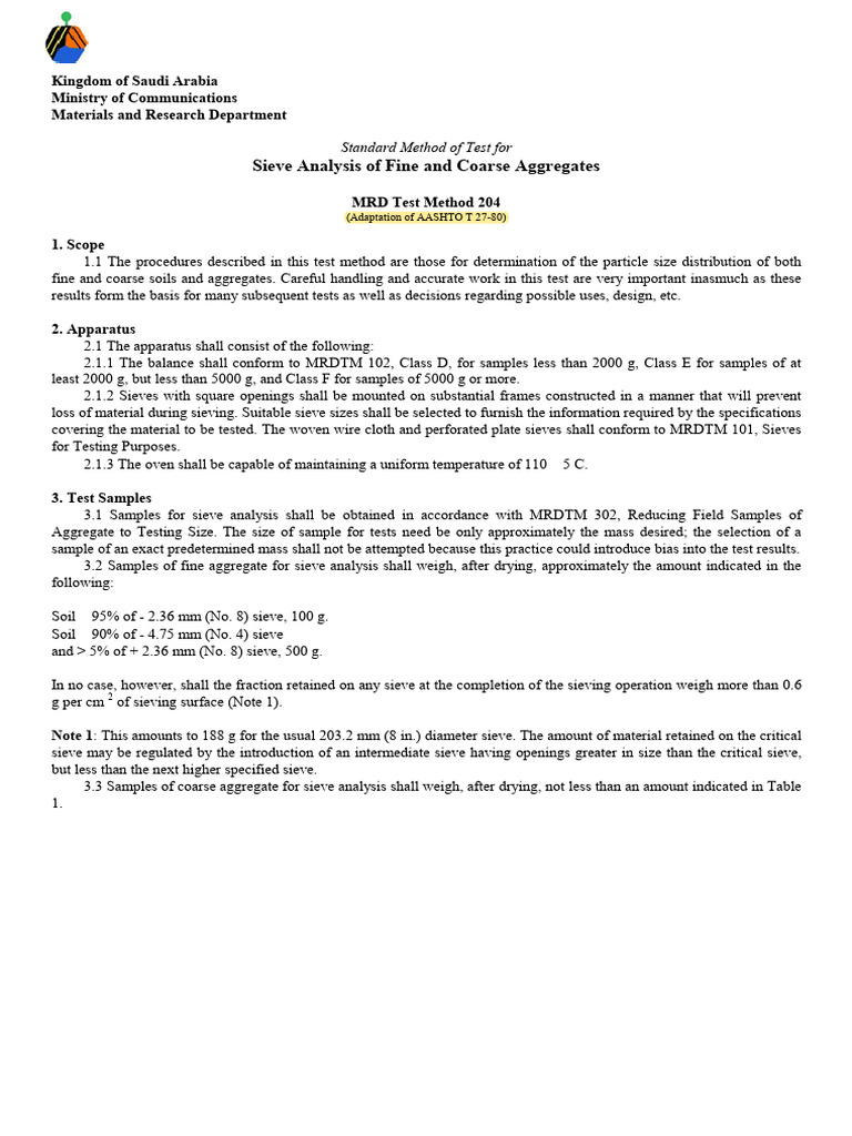 MRD Test Method 204 | PDF