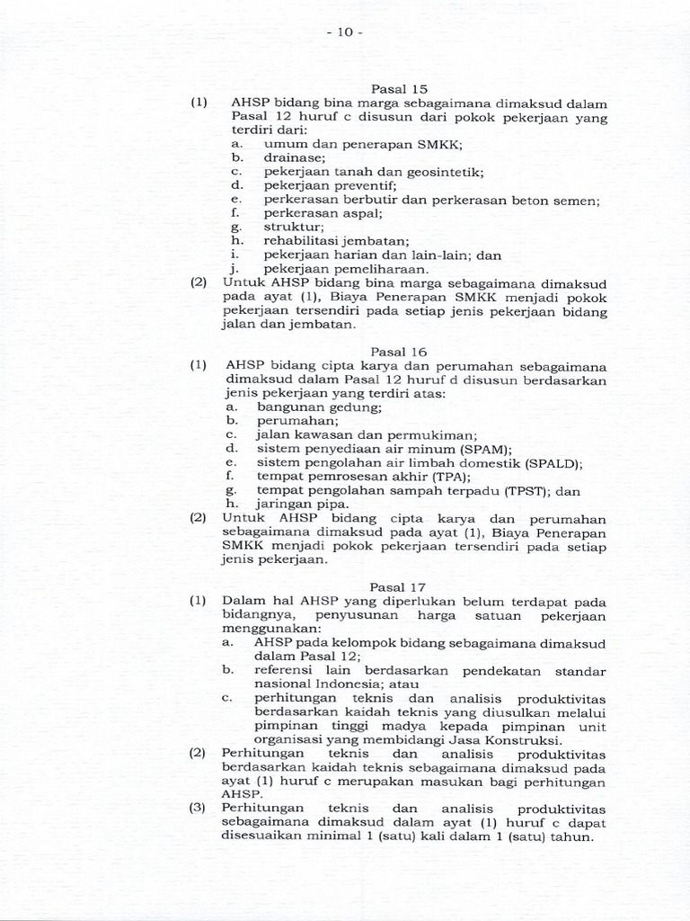 PERMEN PUPR NOMOR 8 TAHUN 2023 - P3BPK (Revisi AHSP) - 10 | PDF