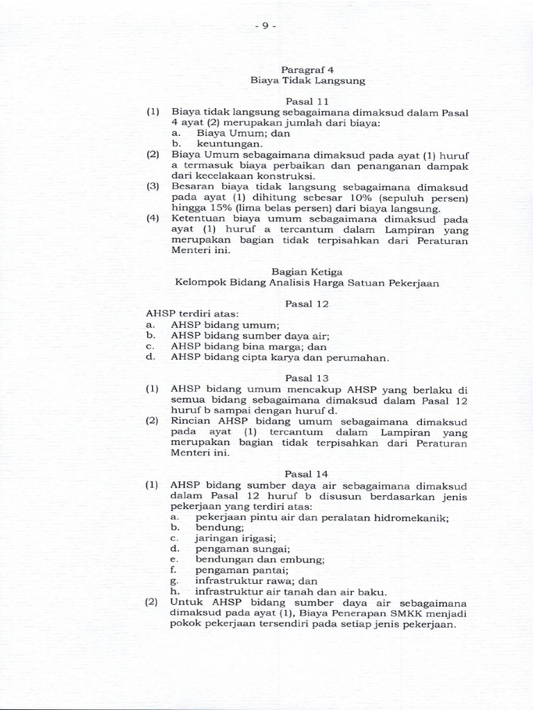 PERMEN PUPR NOMOR 8 TAHUN 2023 - P3BPK (Revisi AHSP) - 9 | PDF