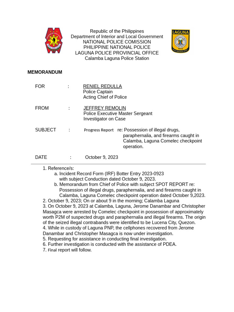 Memorandum ProgressReport-2.1 | PDF