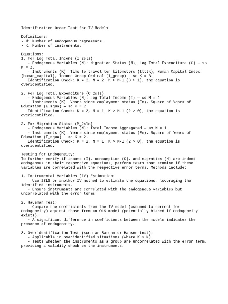 IV Models Identification Test | PDF