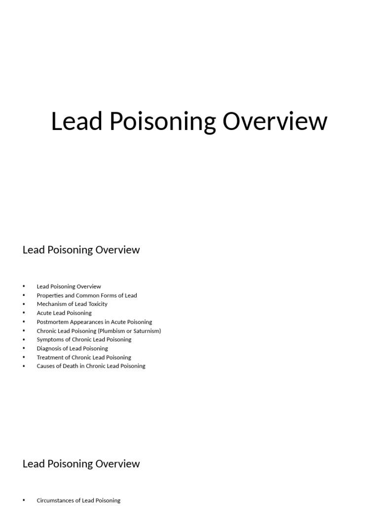 Lead Poisoning Overview | PDF