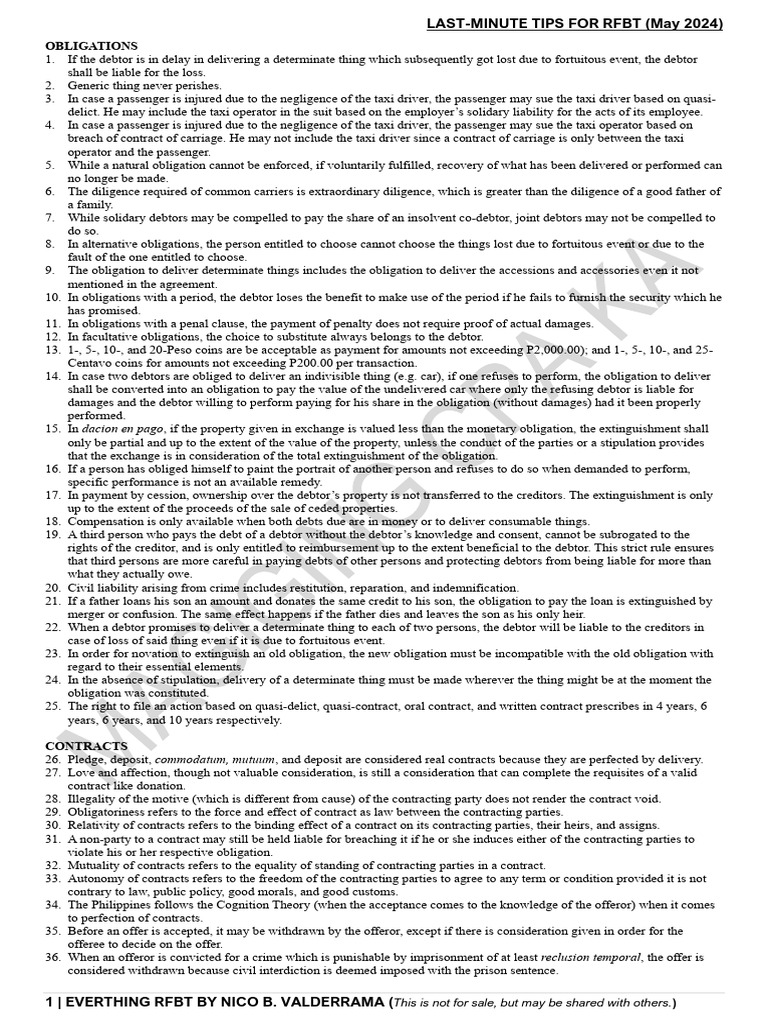 Last Minute Tips by Everything RFBT | PDF