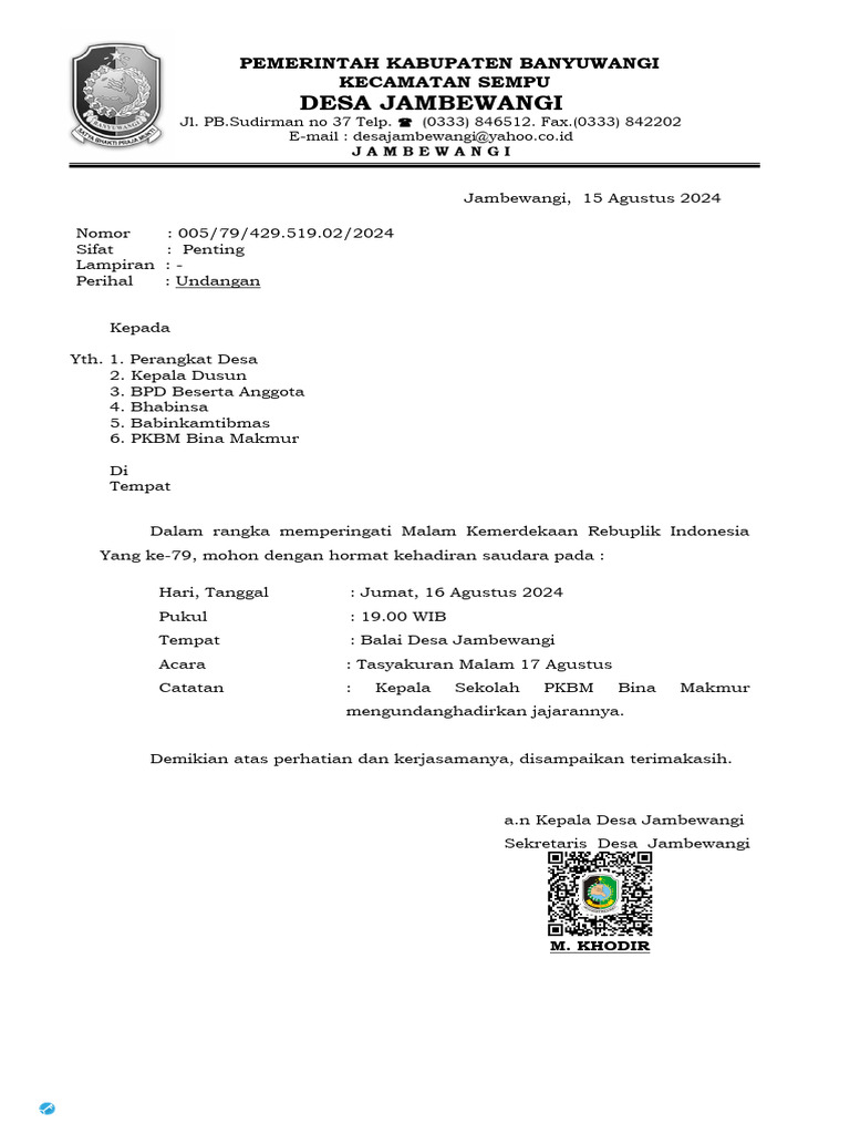 Undangan Malam 17 Agustus Perangkat | PDF