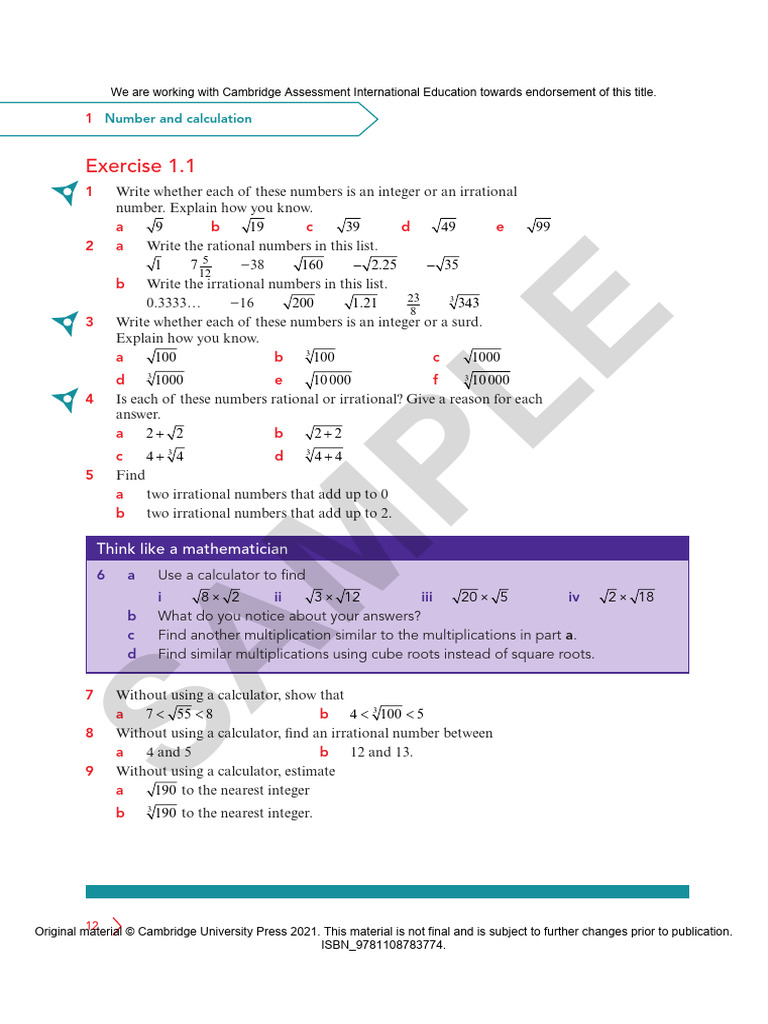 Cambridge Maths 9 Learner Book PDF | PDF