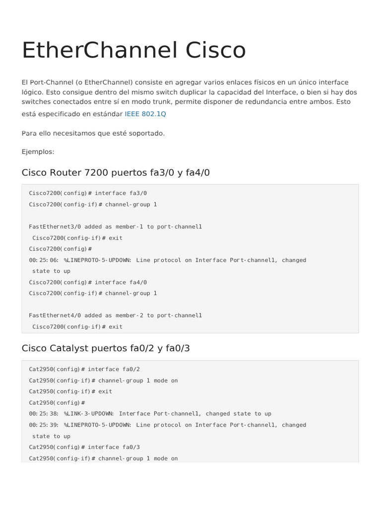 Etherchannel Cisco | PDF