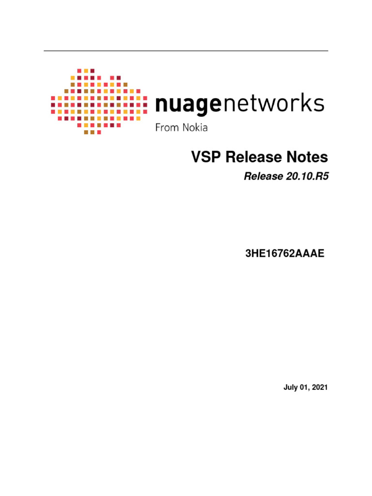 Nuage VSP 20.10.R5 Release Notes | PDF | I Pv6 | Ip Address